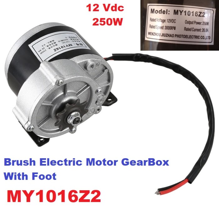 Jual DC Motor E-bike sepeda listrik MY1016Z2 Internal Gearbox 12V 250 ...