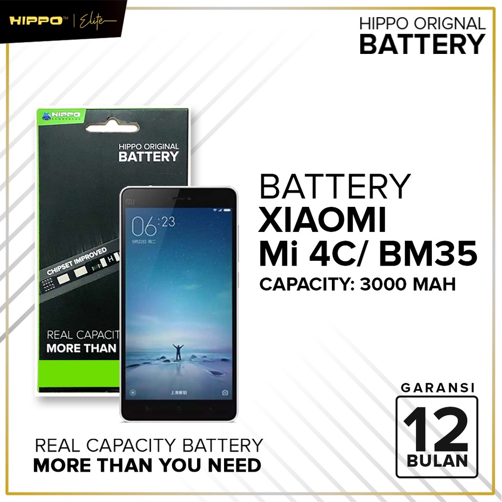 Jual Hippo Baterai Xiao Mi MI4C / BM35 - 3000 mAh Original Cell Hippo ...