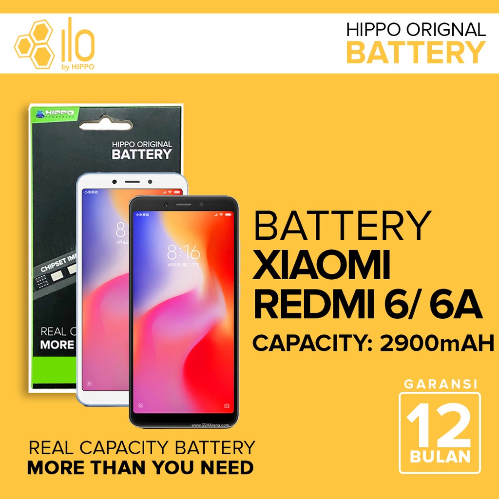 Jual Hippo Baterai ORI 100% Xiaomi Redmi 6/6A BN37 2900MAH ORIGINAL ...