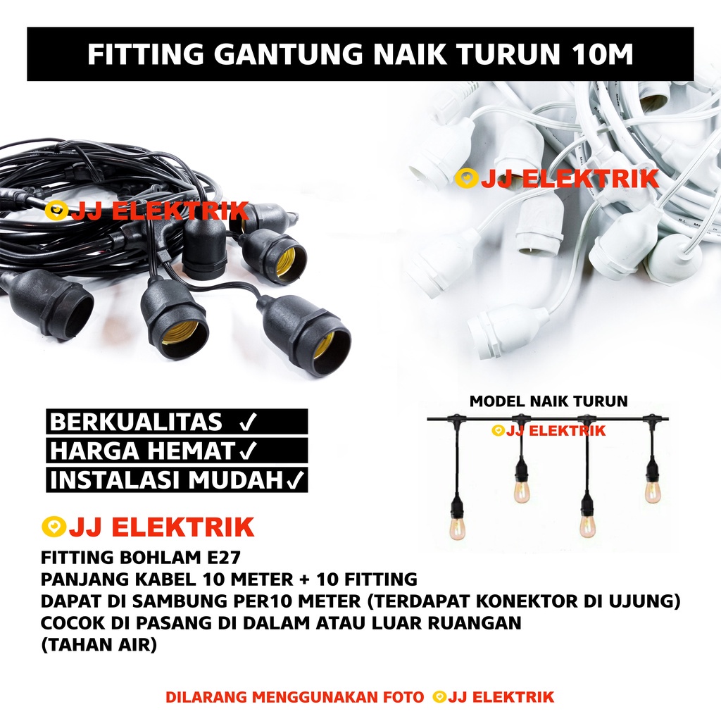 Jual Kabel Fitting Lampu Cafe Dekorasi Gantung 10M 10Meter 10 M Meter ...
