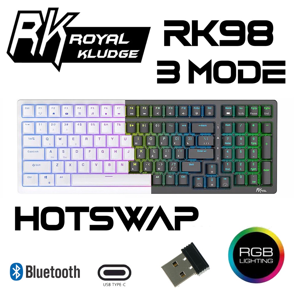 Jual Royal Kludge Rk98 Rgb Mechanical Keyboard 3 E Wireless Hotswap ...
