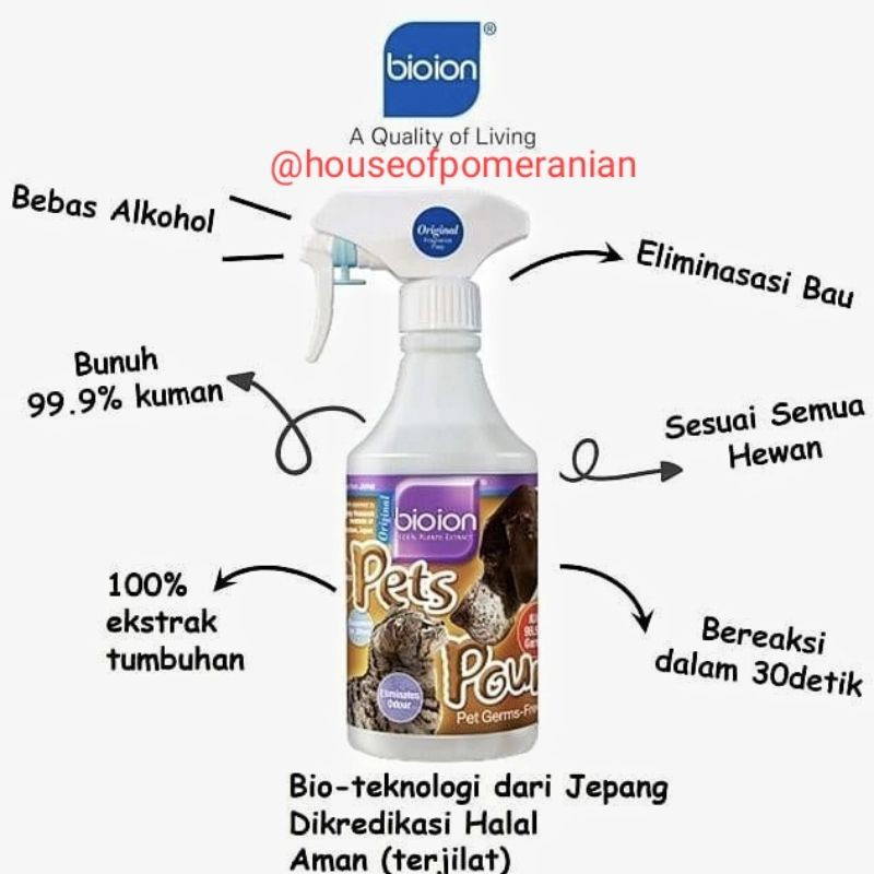 Jual Bioion Pet Pounce Spray 500Ml Disinfectan Odor Fungal Scabies ...