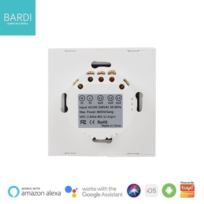 Jual Bardi Smart WiFi Touch Wallswitch - EU 2 Gang - Putih | Shopee Indonesia