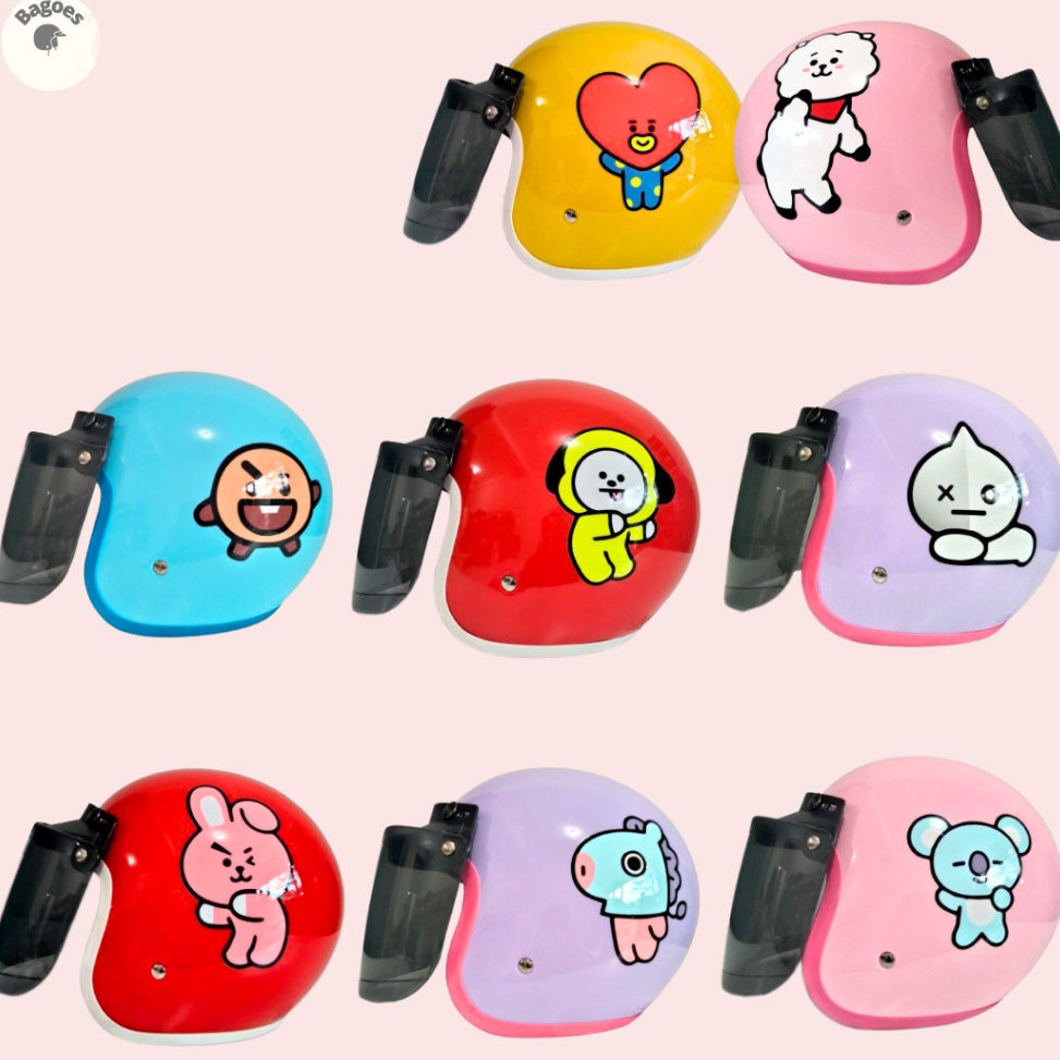 Jual MENARIK Helm Anak Bogo Retro Cewek Full Leher SNI Motif Boneka ...