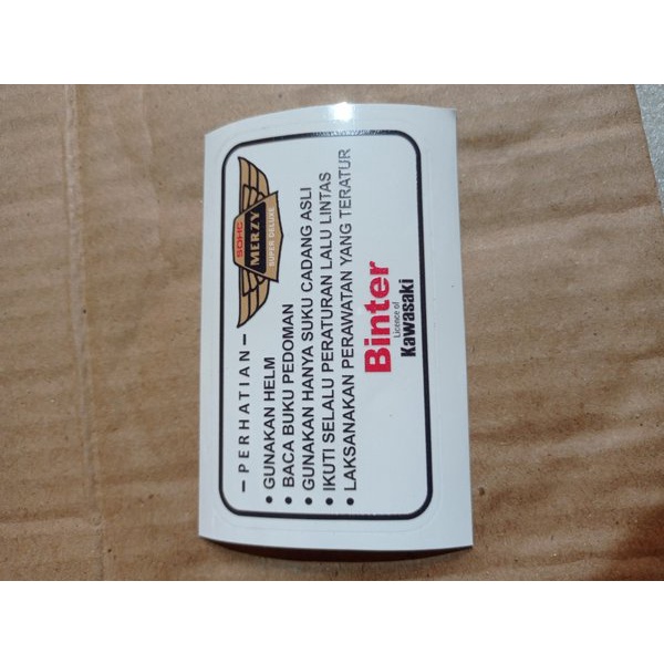 Jual Stiker Striping Sticker Peringatan Penting Tangki Kawasaki Binter ...