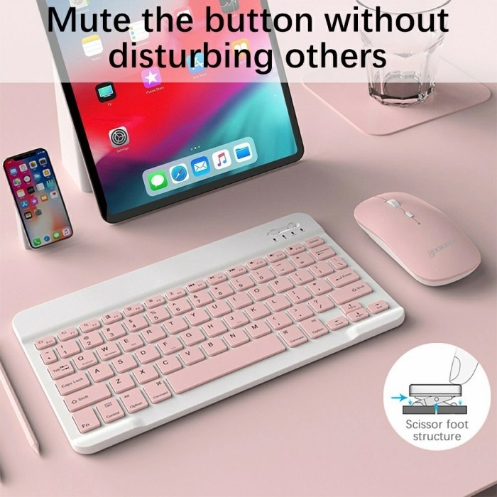 Jual Keyboard dan Mouse Bluetooth 10 Inch Keyboard Wireless For Ipad ...