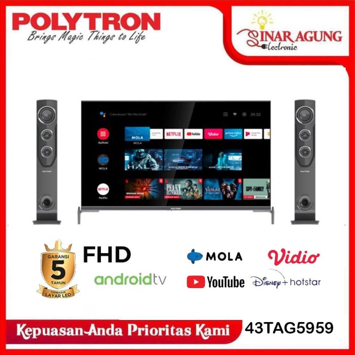 Jual Led Tv Polytron 43 New Type Smart Android Tv Digital 100% Ori ...
