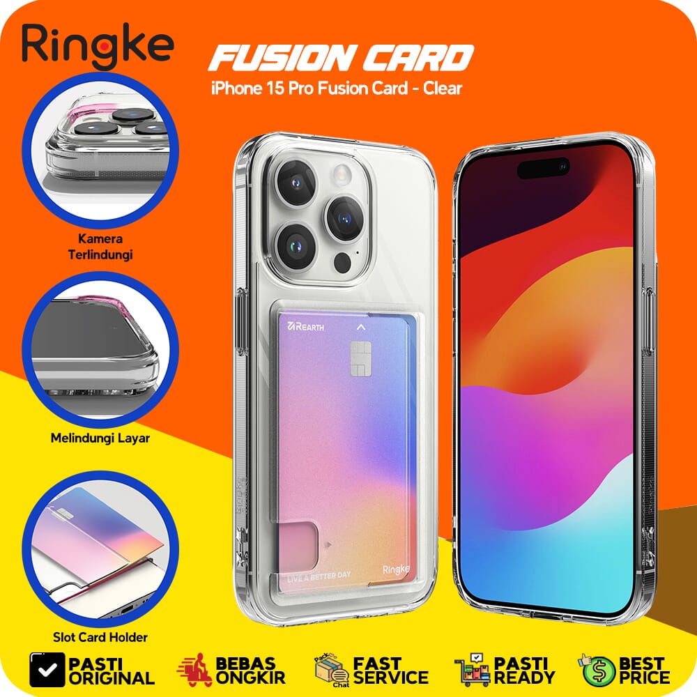 Jual Ringke iPhone 15 Pro Fusion Card Clear Casing Tipis Tahan Banting ...