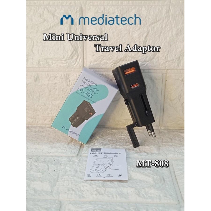 Jual Mediatech Mini Universal Travel Adaptor Mt-808 / Pocket Travel Charger | Shopee Indonesia