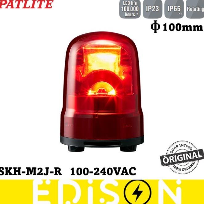Jual Patlite Skh-M2J-R 100Mm 100-240Vac Red Led Rotary Lamp No Buzzer ...