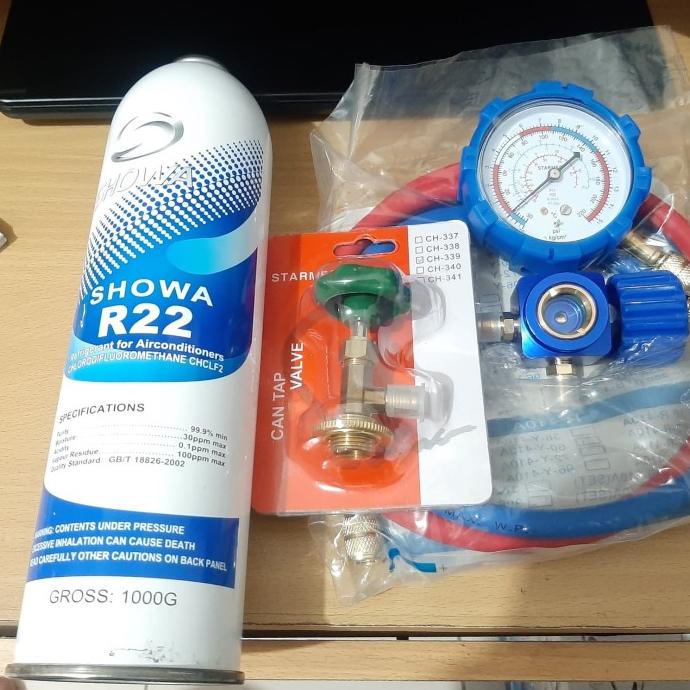 Jual Paket Isi Freon Ac R22 Manifold Analizer Selang Dan Krant Ok | Shopee Indonesia