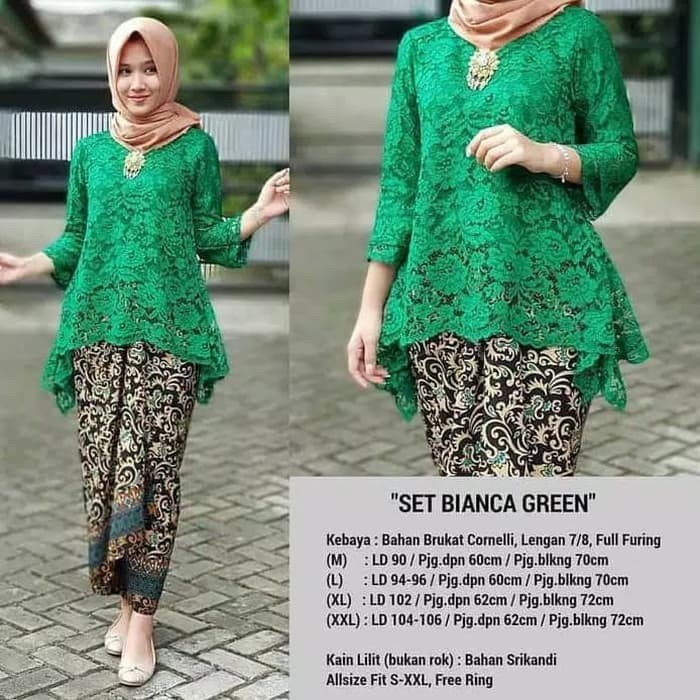 Jual kebaya brukat rinjani ijo botol | Shopee Indonesia