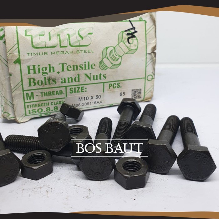 Jual Baut Mur Baja 8.8 M10x50 (Kunci 17) | Shopee Indonesia