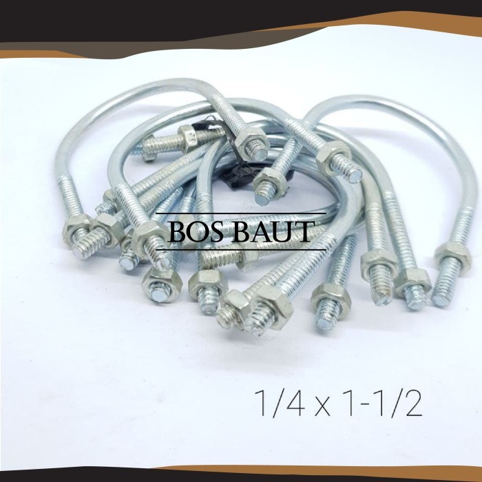 Jual Baut U - U Bolt Galvanis 1/4" x 1-1/2" | Shopee Indonesia