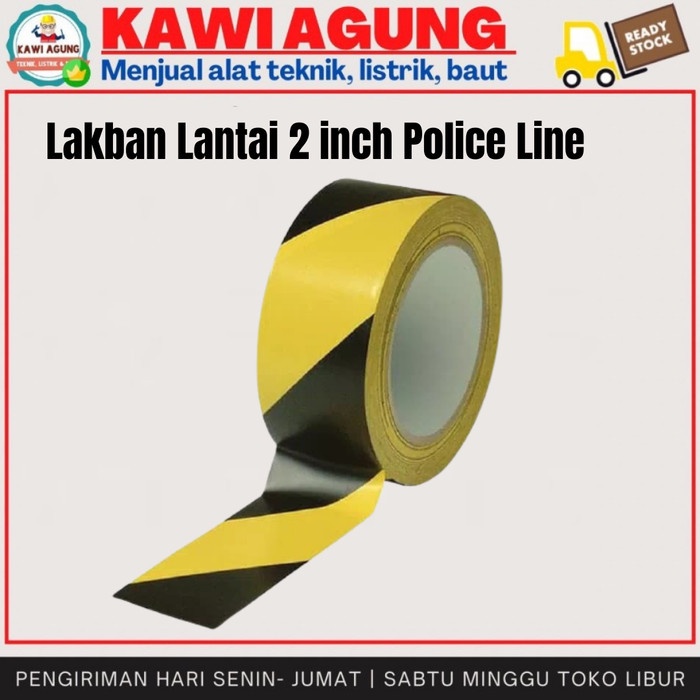 Jual Lakban Police Line / Hitam Kuning Pakai Lem 2 Marking Floor Bagus Berkualitas | Shopee ...