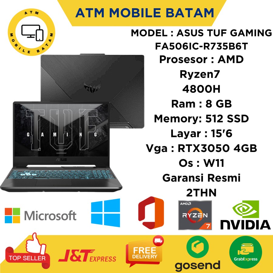 Jual ASUS TUF GAMING FA506IC RYZEN 7 4800H 8/512GB W11 15,6" RTX3050 ...
