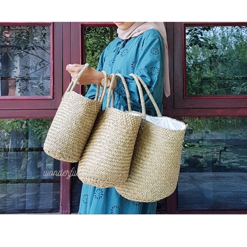 Jual [ART. F38V] Tas Anyaman Parcel/ Hampers Pandan Mendong Bakul Etnik ...