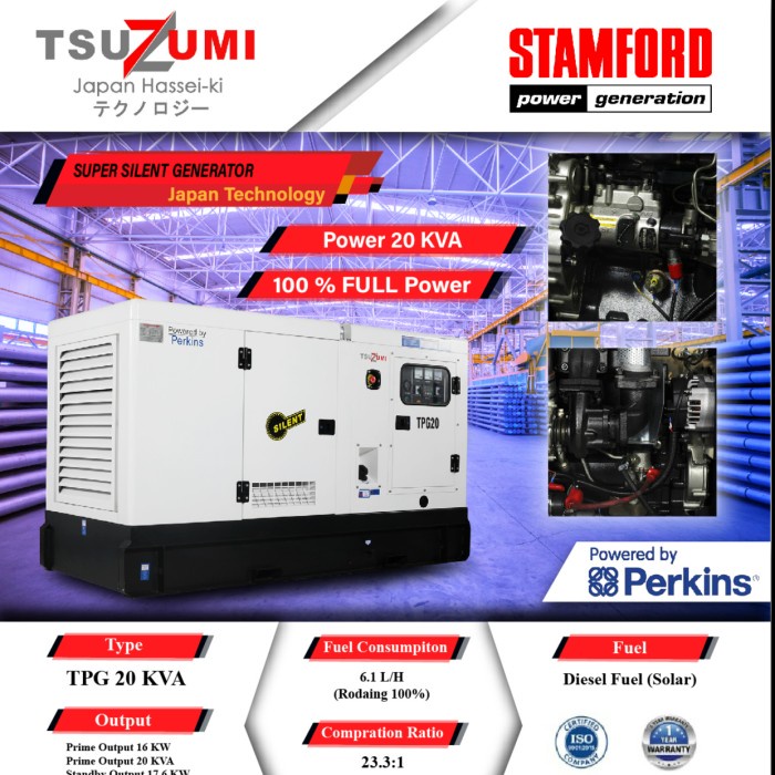 Jual Genset 20 kva Perkins Stamford Silent Generator by TSUZUMI booking ...