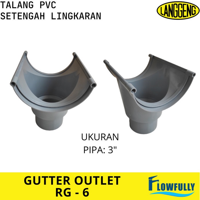 Jual CORONG TALANG PVC RG 6 LANGGENG SETENGAH LINGKARAN GUTTER OUTLET ...