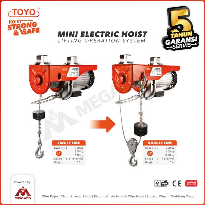 Jual Mini Electric Hoist / Katrol Listrik 600/1200 Kg X 20 Meter Toyo ...