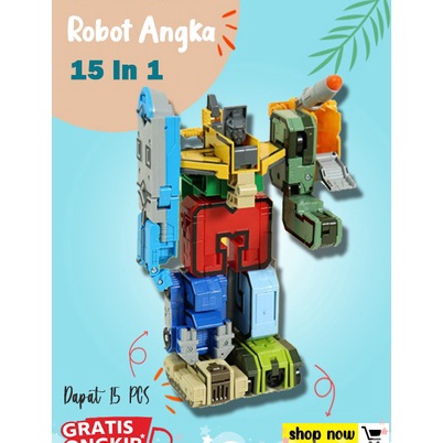 Jual Best Seller! Robot Angka 15 in1 Mainan Anak Robot Number Edukasi ...