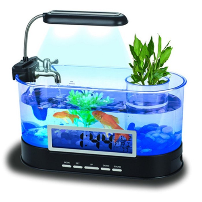 Jual Desktop USB Aquarium Mini 2012-A with water pump LED Hiasan Meja ...