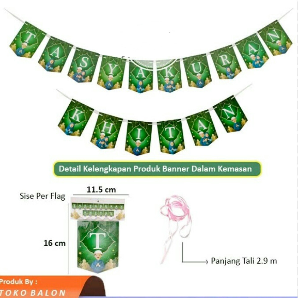 Jual Bunting flag Tasyakuran Khitan / Banner tasyakuran Khitanan/bener ...