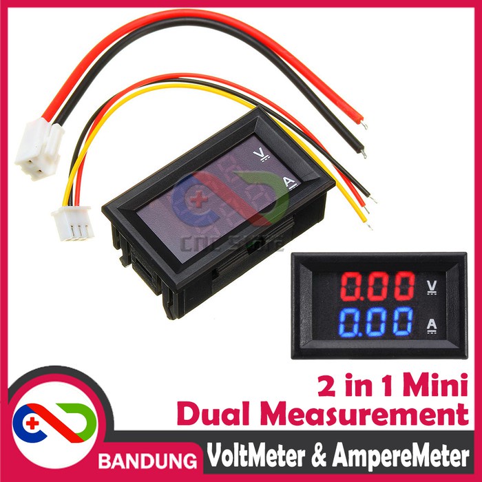 Jual DUAL MINI VOLTMETER AMMETER AMPERE METER LED 0-100V 0-10A DC | Shopee Indonesia