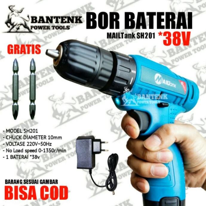 Jual COD. MESIN BOR BATERAI 38V MAILTANK SH201. BOR BAJA RINGAN, BESI, KELVINPRAMA5 | Shopee ...