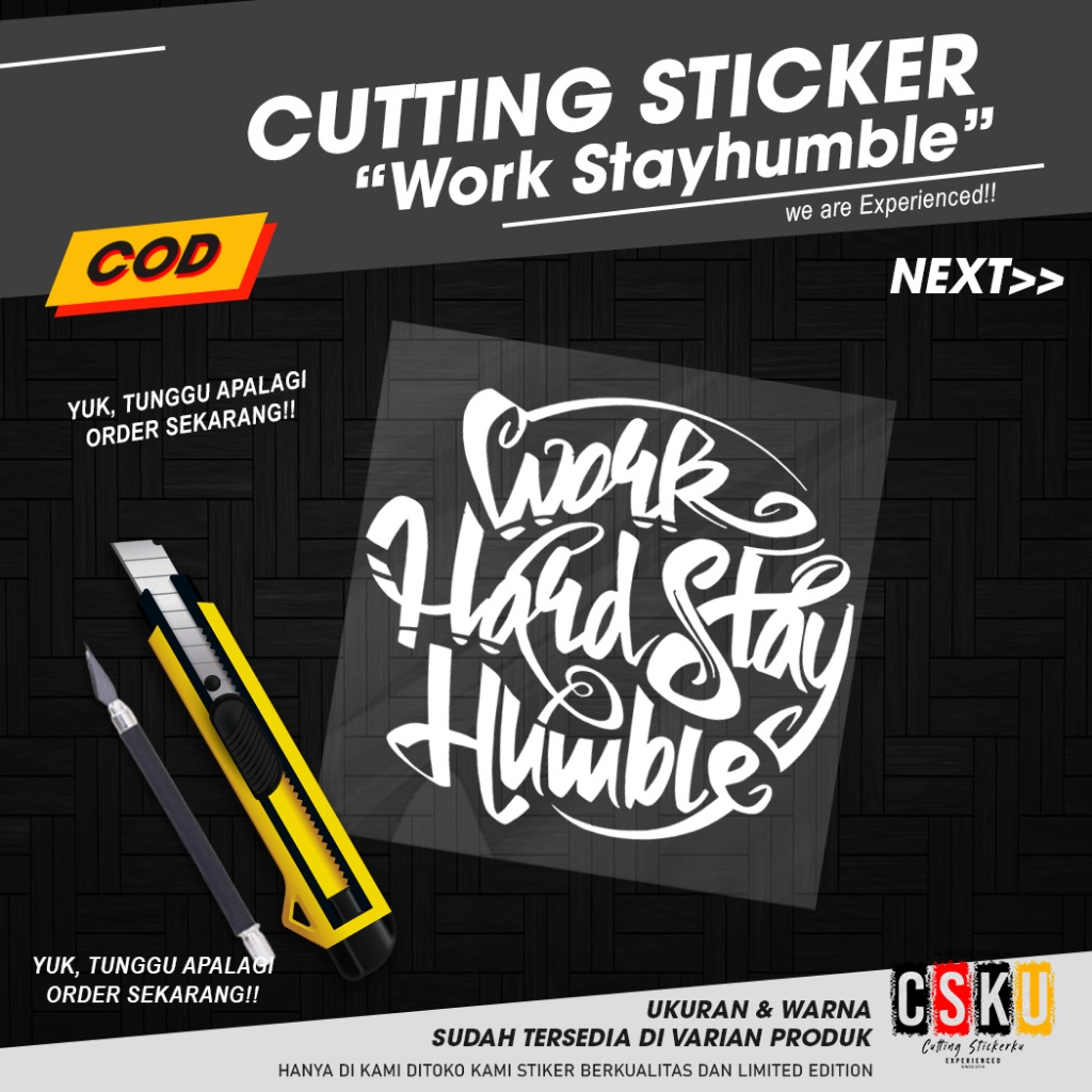 Jual Cutting Sticker Work Stayhumble Variasi Motor Mobil Stiker Tulisan ...