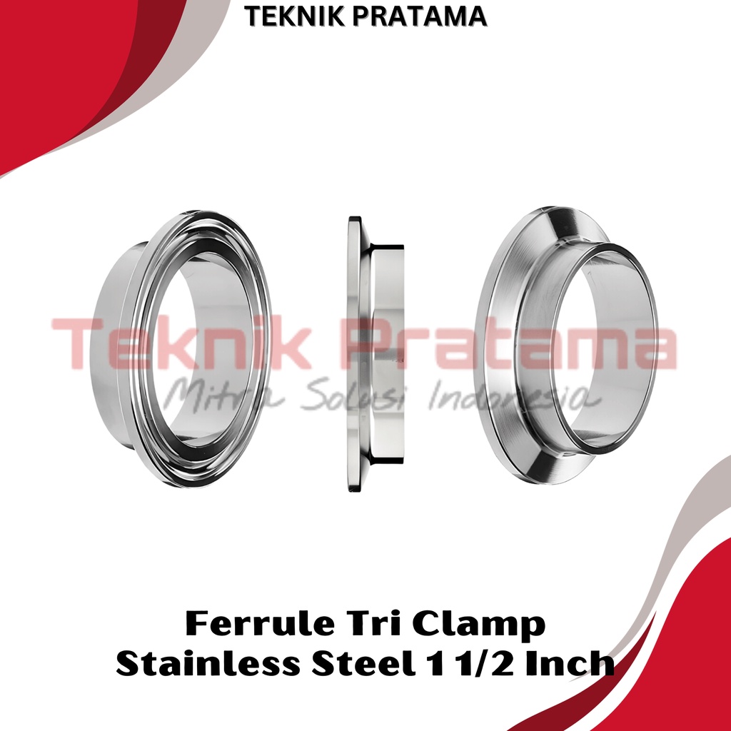 Jual 1 1/2" Ferrule Tri Clamp Sanitary Stainless Steel 304 Size 1 1/2 ...