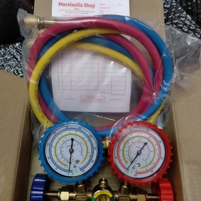 Jual Paket Double Manifold Double Pengisian Freon Ac R22 R32 R410 Lengkap | Shopee Indonesia