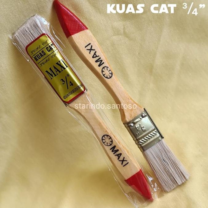 Jual ] KUAS CAT cairan tembok besi kayu kecil besar 1 inci 3/4 inch ...