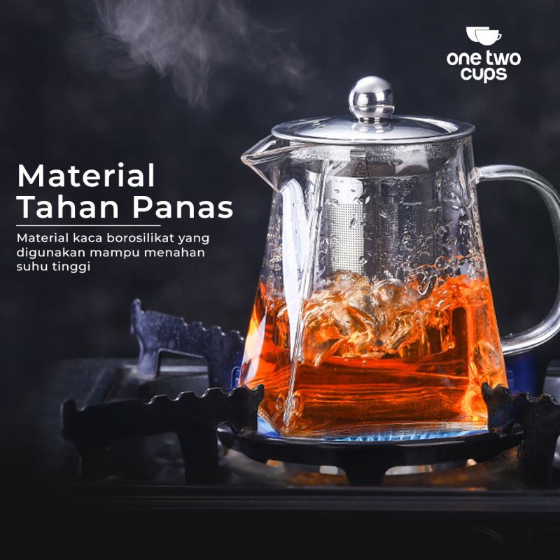 Jual RG [PROMO] Teko Kaca One Two Cups Teko Teh Kaca Tahan Panas Glass Teapot dengan Saringan ...