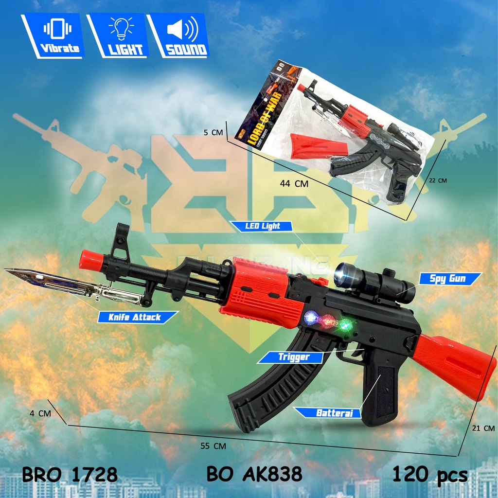 Jual BRO1728 AK47 Mainan Anak Pistol Pistolan Tembak Tembakan Baterai Batre Bunyi Suara Musik ...