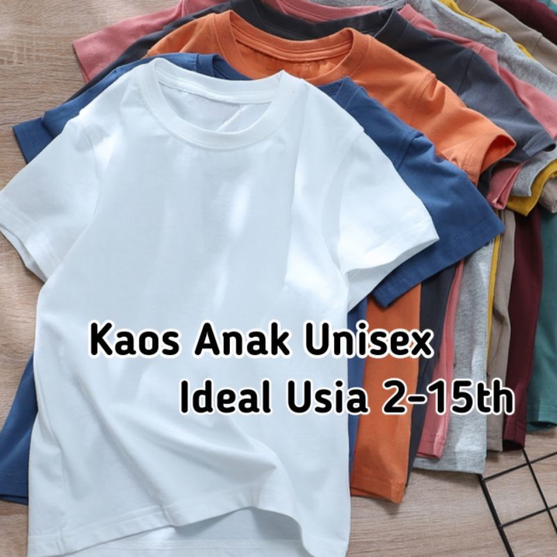 Jual Kaos Oblong Polos Anak Unisex 2-16Thn Baju Anak Cowo&Cewe Atasan Anak Laki Laki&Perempuan ...