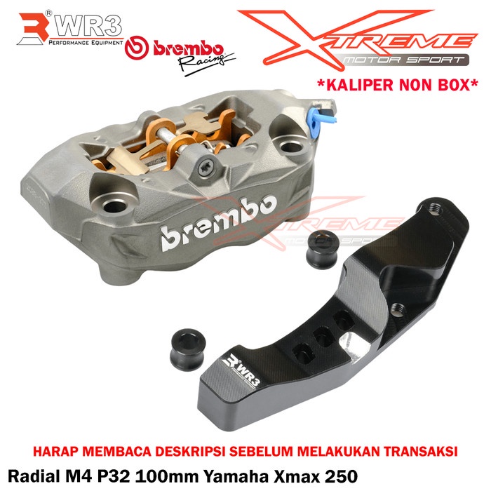 Jual Paket Kaliper Brembo M4 P32 100mm + Breket WR3 Yamaha Xmax 250cc 300cc | Shopee Indonesia