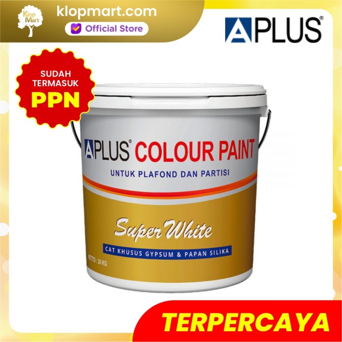 Jual Aplus Colour Paint White/ Cat Gypsum Gipsum & Plafon Putih 20Kg ...