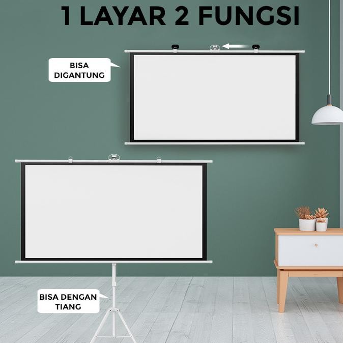 Jual Tripod Layar Proyektor 72-84-100-120 Inch 16:9 Stand Screen ...