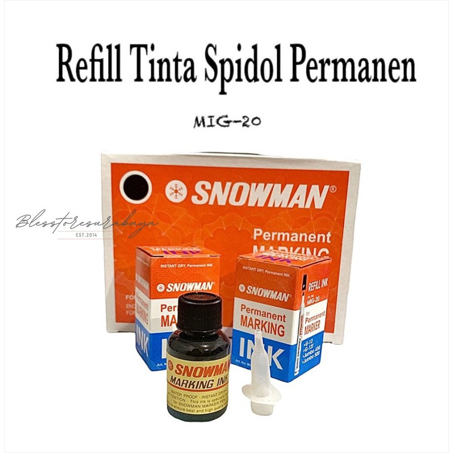 Jual [Boon 865] Refill Tinta Ink Spidol Permanen Snowman MIG 20 / Permanent Tint | Shopee Indonesia