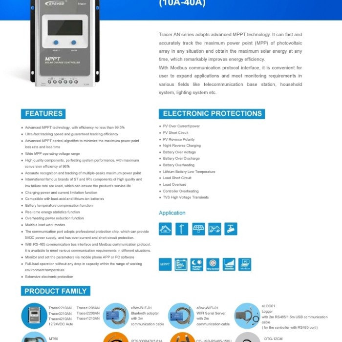Jual EPEVER MPPT SCC 40A TRACER 4210AN SOLAR PANEL TENAGA SURYA | Shopee Indonesia