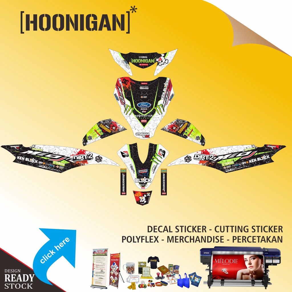 Jual DECAL STICKER YAMAHA MIO J HOONIGAN CAR HIJAU | Shopee Indonesia