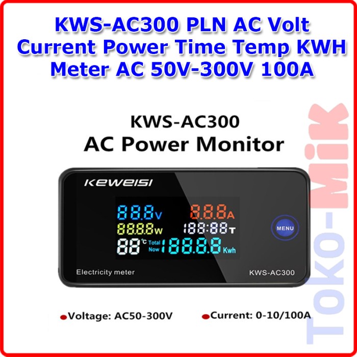 Jual KWS-AC300 KEWEISI PLN VOLT CURRENT POWER KWH WATT METER 100A 50V ...