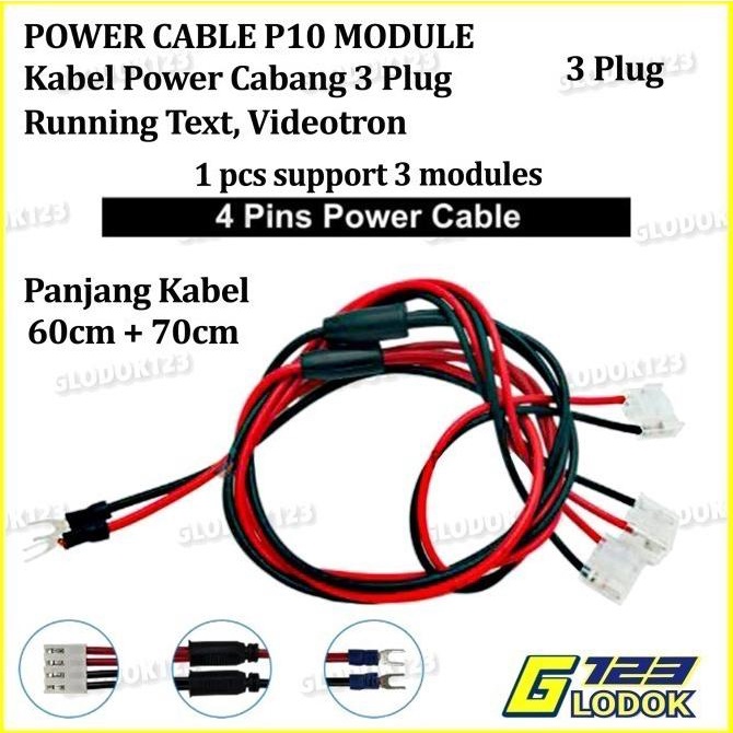 Jual Kabel Power Panel Module Modul LED P10 Running Text SMD 2 3 4 Plug ...
