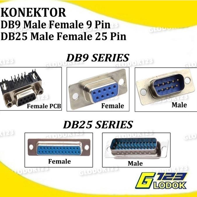 Jual Konektor DB9 DB 9 Connector Male Female Socket Adapter RS232 ...