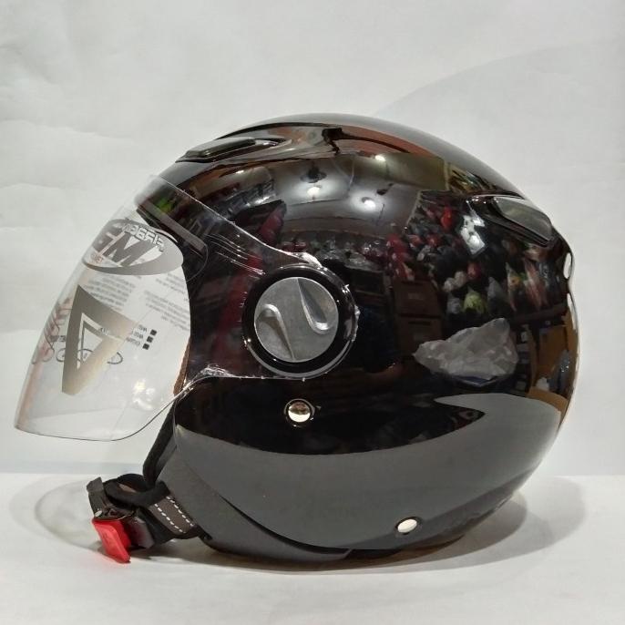 Jual HELM GM VENUS HIJAB SOLID BLACK GLOSSY HELM HALF FACE WIRATINA5 ...