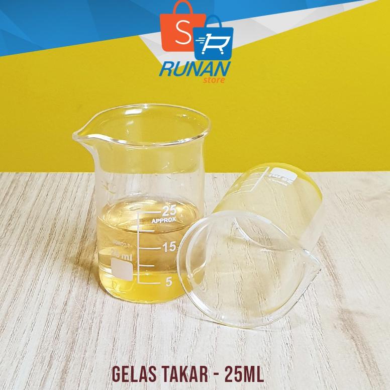 Jual Gelas Ukur Kaca 25 ml Beaker Glass 25ml Gelas Lab Ukur Measuring ...
