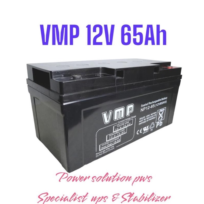 Jual Baterai VRLA Aki Kering Accu Ups Solar panel VMP 12v 65Ah Terimal ...
