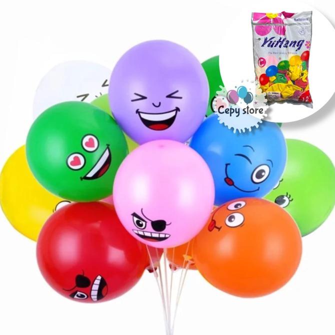 Jual $$] Balon Latex Emoticon Mix / Balon Emoji Warna Warni 12inch ...