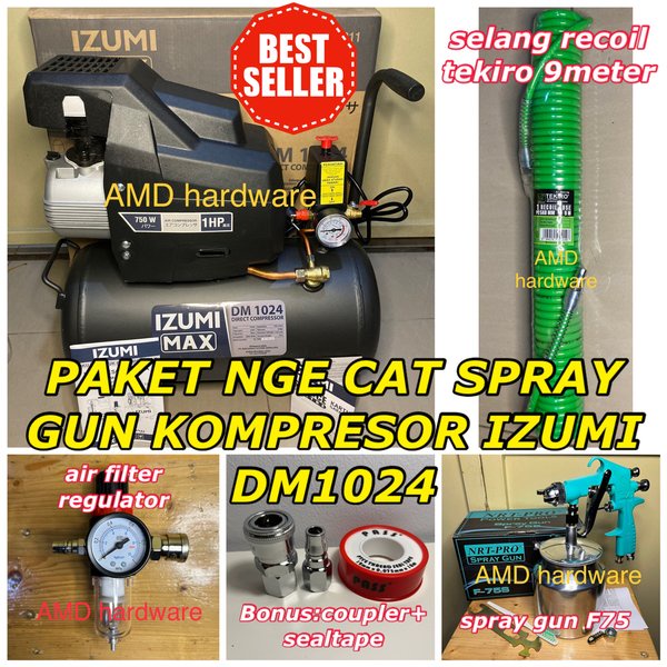 Jual PAKET HEMAT LENGKAP NGE CAT ISI ANGIN KOMPRESOR COMPRESSOR 1HP 24L ...